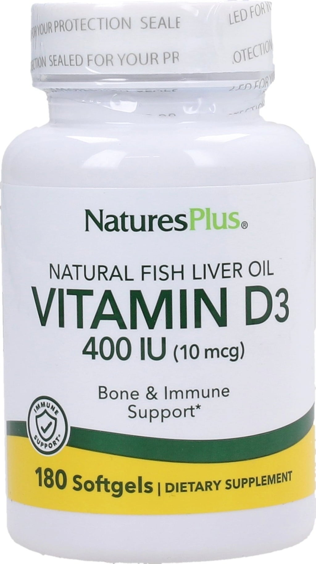 Vitamin D3 400 IU, 180 Softgels - Nature's Plus - VitalAbo