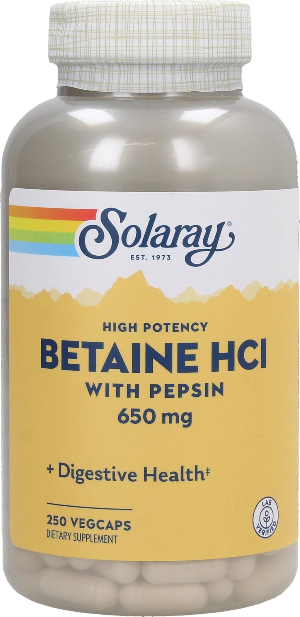 Betaína HCl Cápsulas, 250 Cápsulas vegetais - Solaray - VitalAbo Portugal